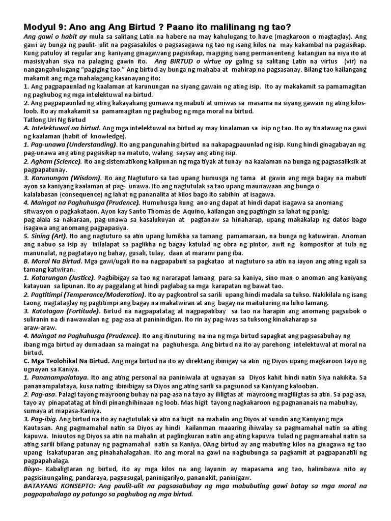 Ang Birtud Summary | PDF