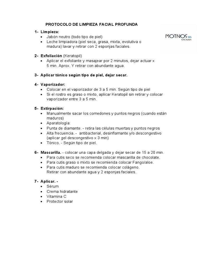 Protocolo de Limpieza Facial Profunda | PDF