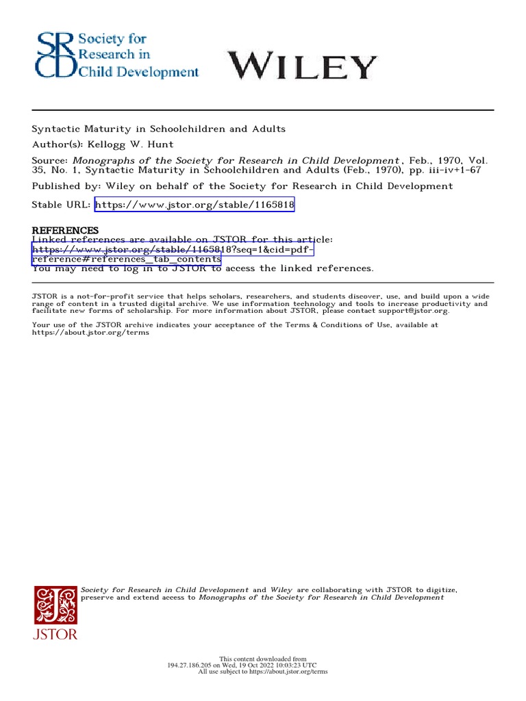 Syntactic Development from Childhood to Adulthood: An Analysis of ... Syntactic Development from Childhood to Adulthood: An Analysis of ...