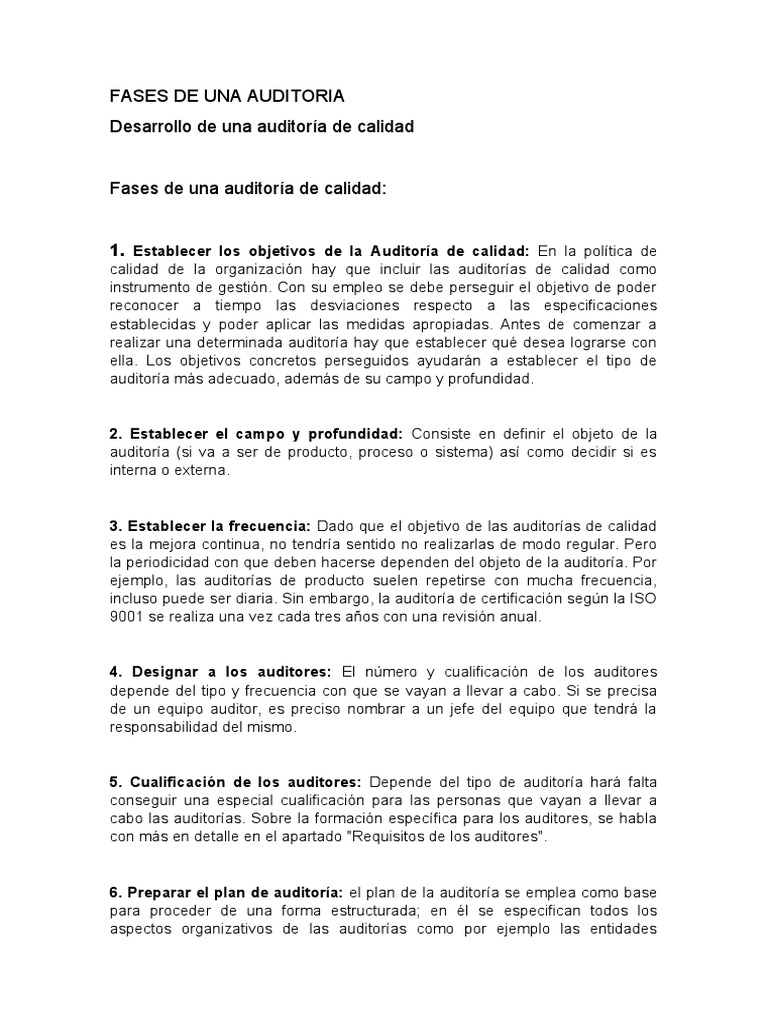 FASES DE UNA AUDITORIA Auditoria 3 | PDF | Auditoría | Planificación