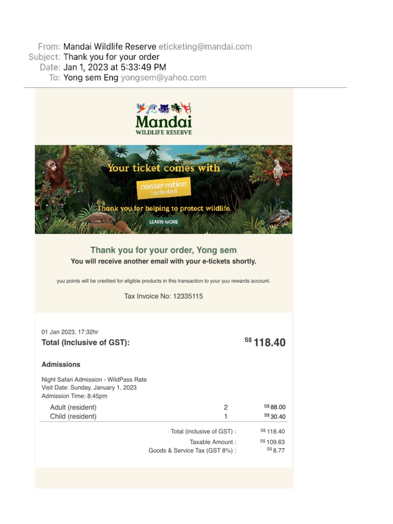 Night Safari Ticket | PDF | Government | Public Finance