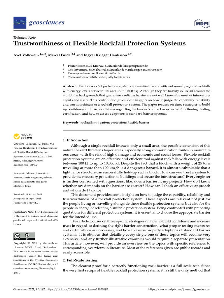 Trustworthiness of Flexible Rockfall Protection Systems - 2021 - Axel Volkwein, Marcel Fulde ...