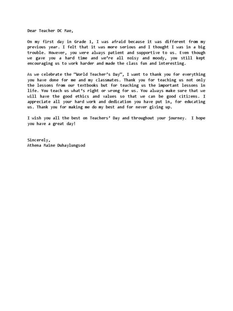 World Teacher Day Letter | PDF