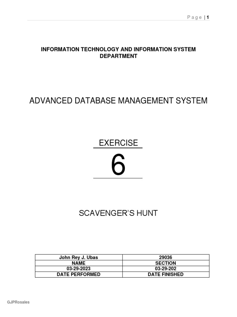 6 Scavenger - S Hunt ADBMS - UBAS | PDF | Internet | World Wide Web