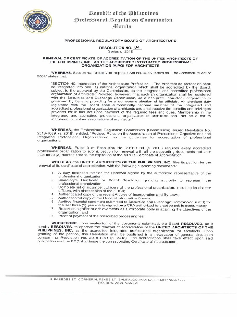 PRC Resolution No.4 Accrediting UAP As AIPO | PDF
