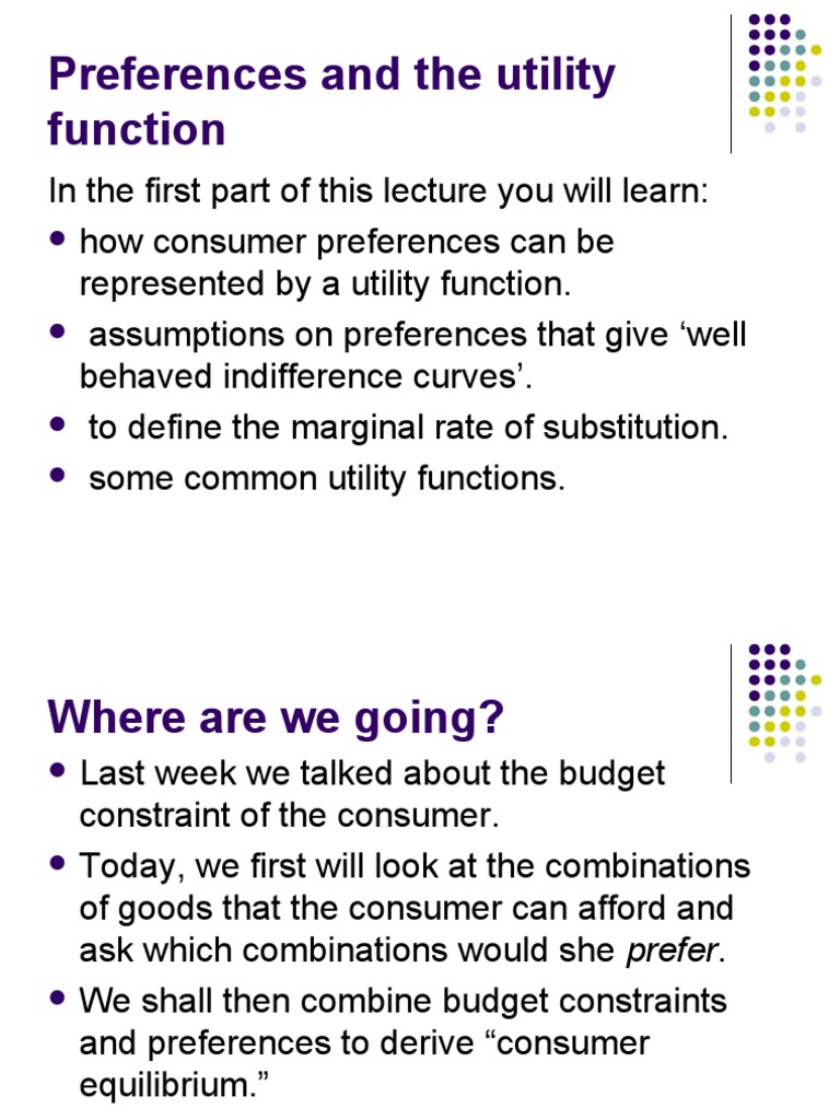 Preferences and The Utility Function | PDF | Utility | Mathematical Optimization