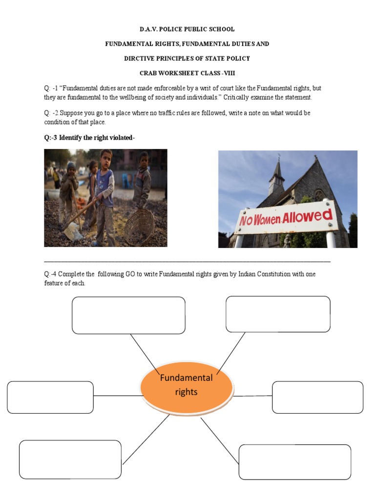 Crab Worksheet, Class-8 (FUNDAMENTAL RIGHTS, FUNDAMENTAL DUTIES AND ...