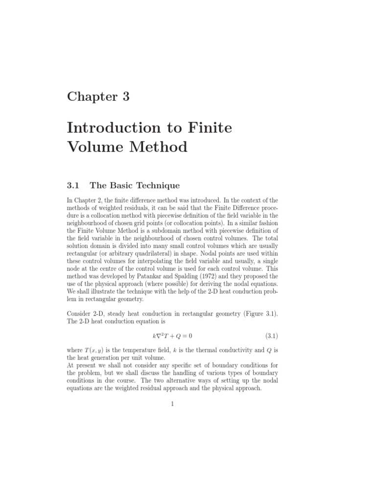 Introduction To Finite Volume Method: 3.1 The Basic Technique | PDF