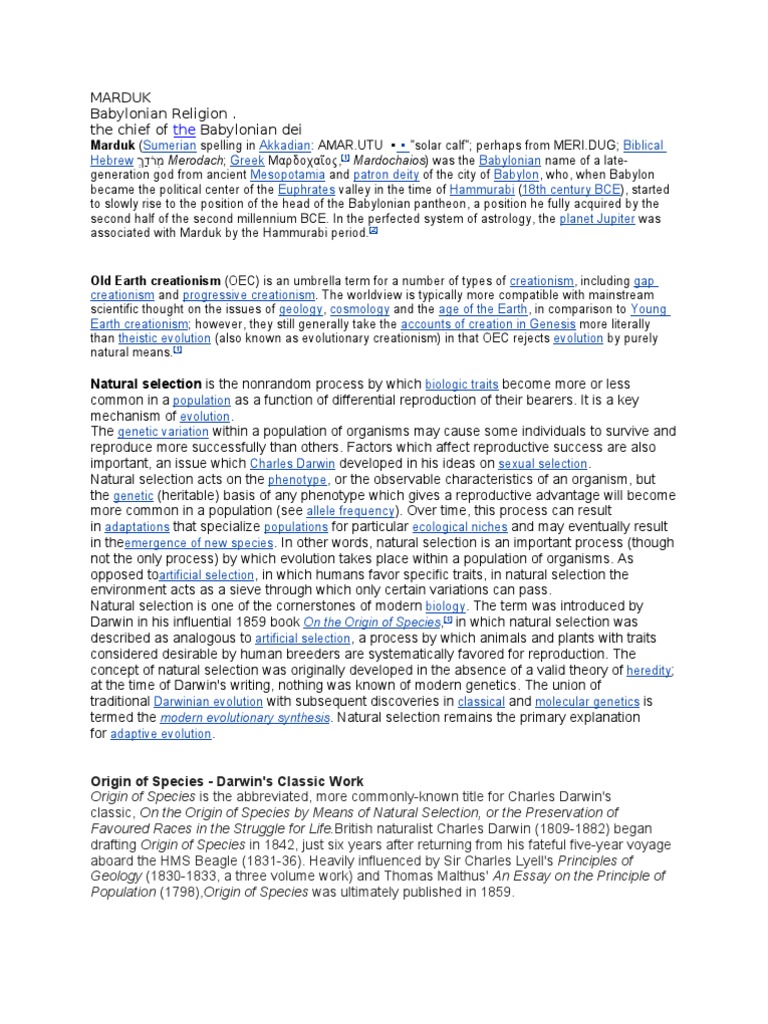 Marduk: Babylonian Deity Overview | PDF | Natural Selection | On The ...