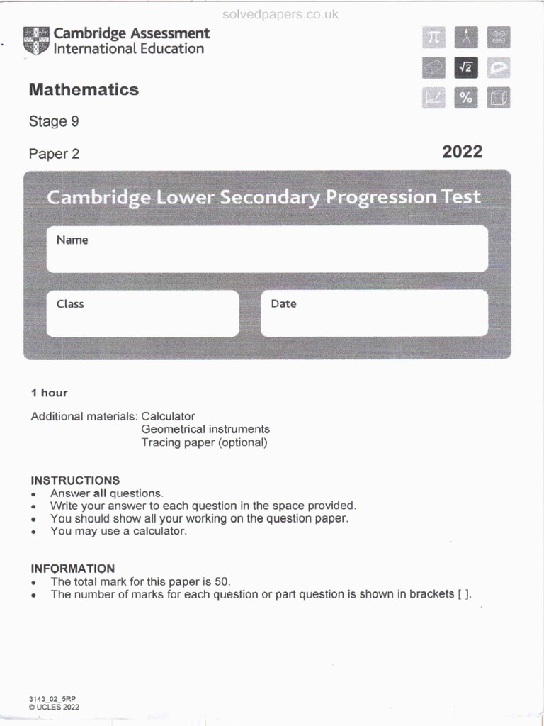 Stage 9 Mathematics P2 2022 Solved | PDF