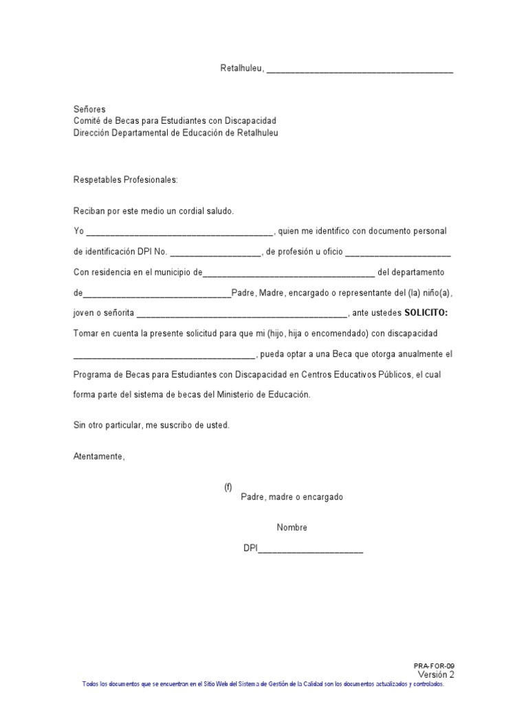 Solicitud de Beca Escolar para Discapacidad | PDF