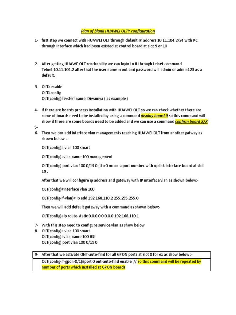 OLT Configuration | PDF | Network Protocols | Network Architecture