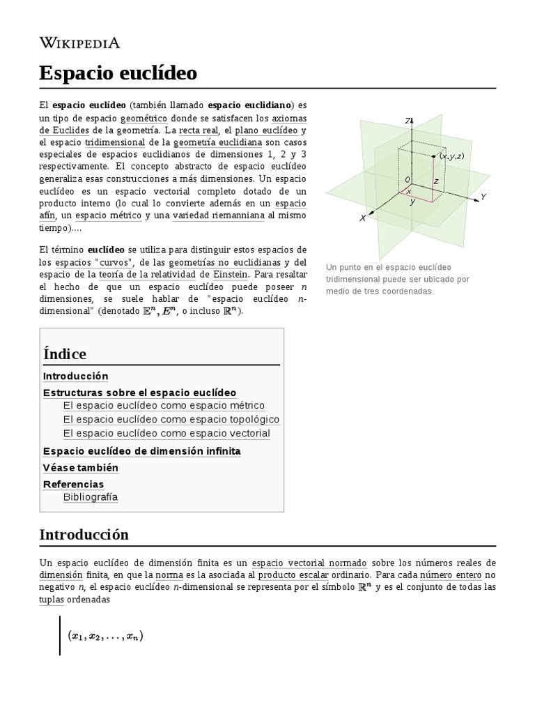 Espacio Euclídeo Pdf Espacio Euclidiano Análisis Matemático