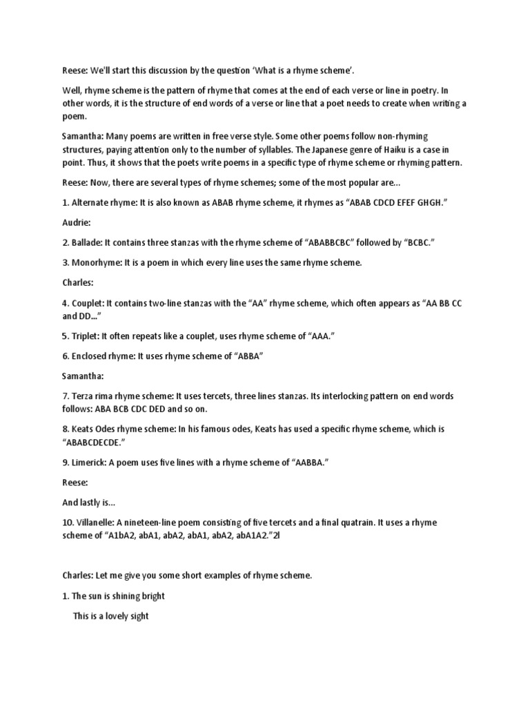 English Performance Task | PDF | Poetry | Rhyme