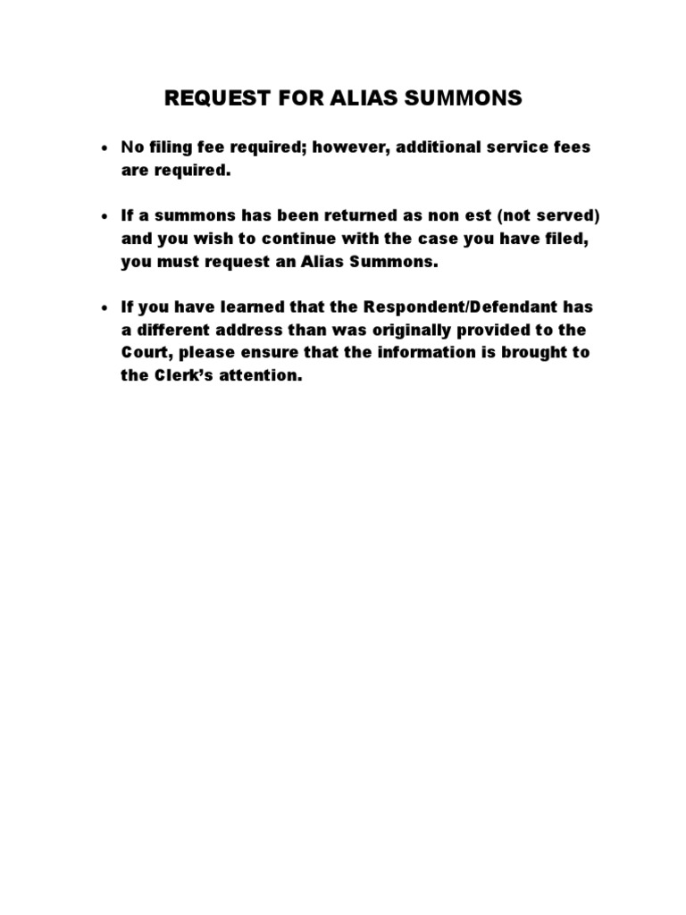 Alias Summons Request | PDF