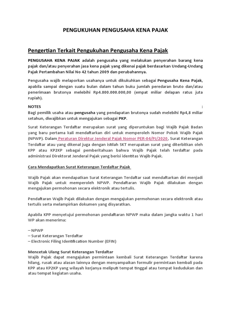 PKP-Pengukuhan Pengusaha Kena Pajak | PDF