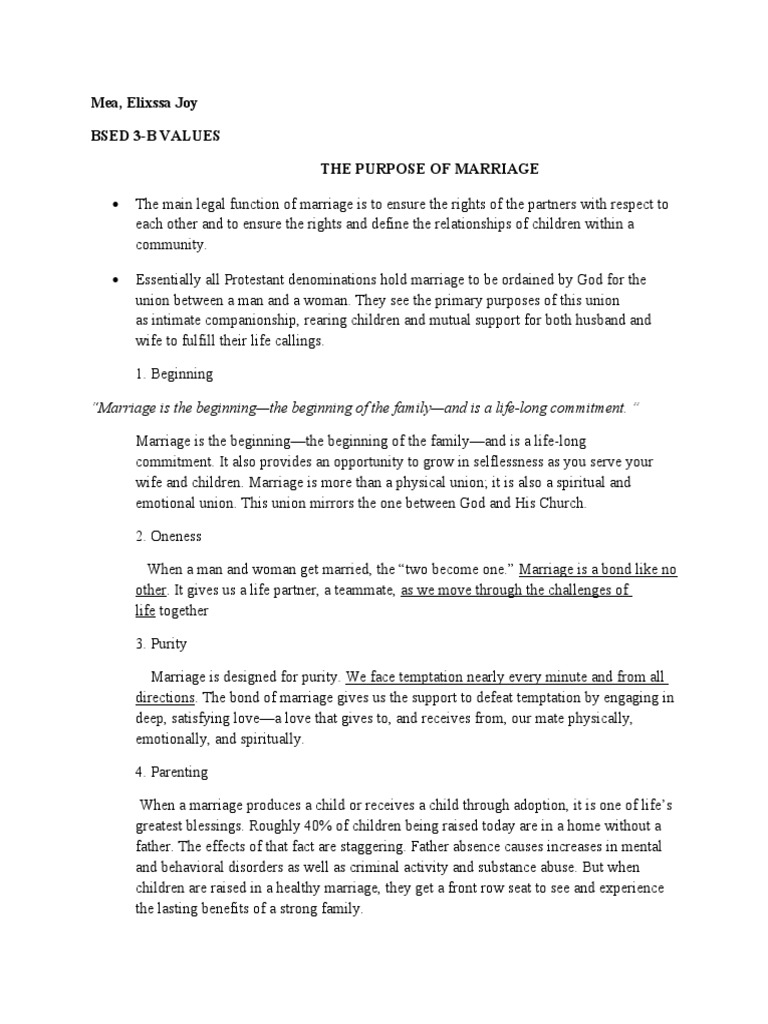 Key Purposes of Marriage Explained | PDF