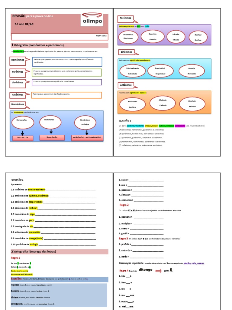 Revisão | PDF | Gramática | Linguística
