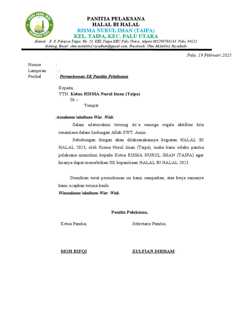 SK Panitia Halal Bi Halal 2023 | PDF