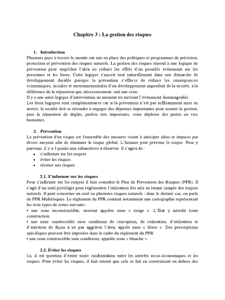 Gestion Du Risque | PDF | Risque | Prophylaxie