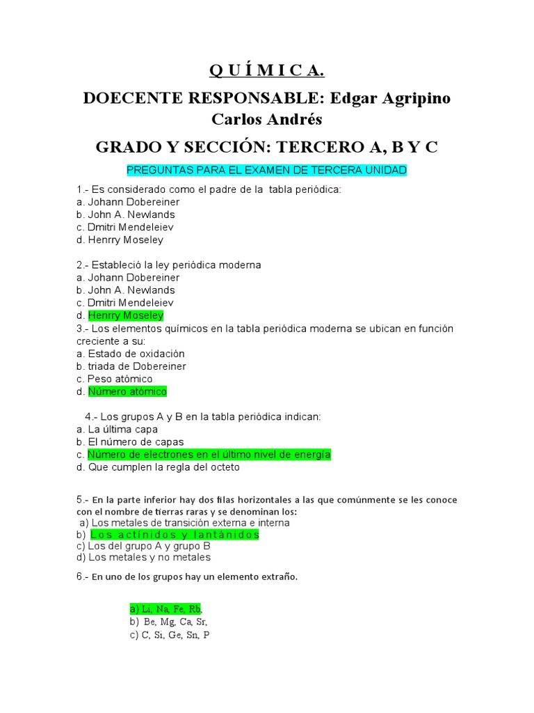 Preguntas para El Examen de Cuarta Unidad | PDF