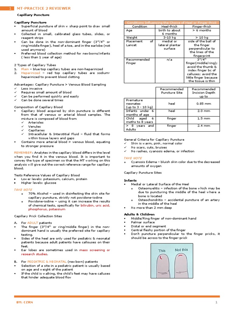 Capillary Puncture Guide for Medical Technologists | PDF | Capillary ...
