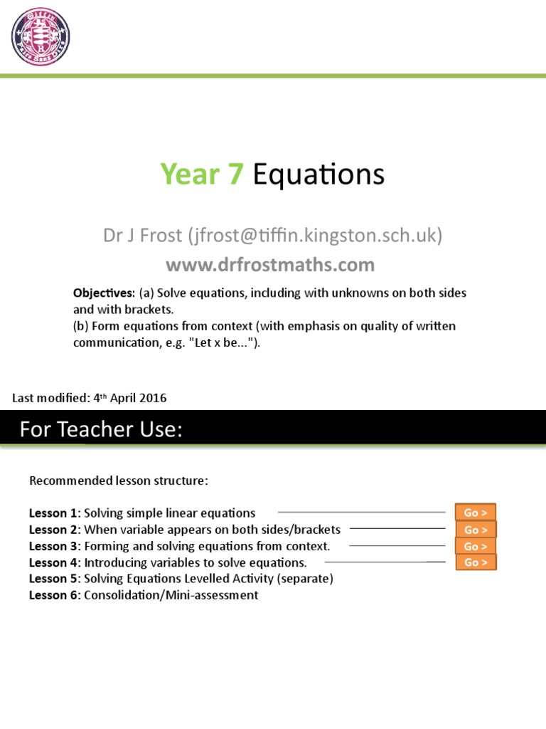 Yr7 Equations | PDF | Equations | Triangle