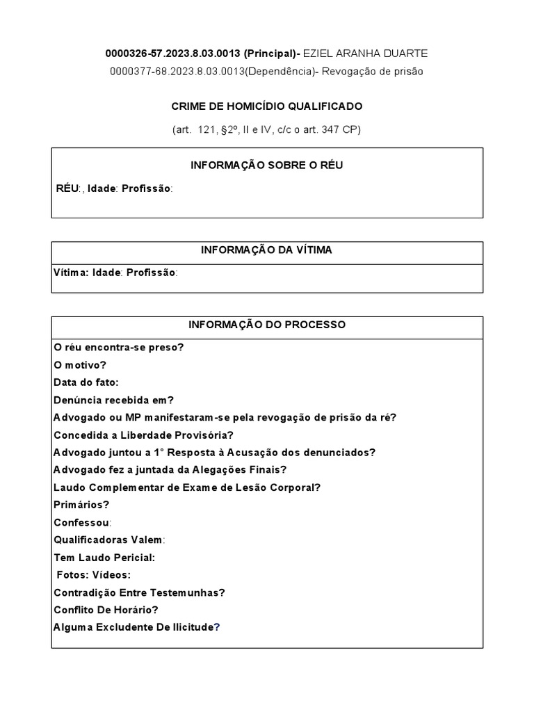 Modelo de Relatório Criminal | PDF | Homicídio | Crime e Violência