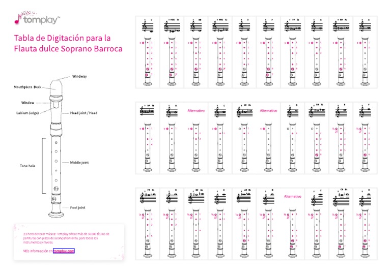 Descarga e Imprime de Forma Gratuíta La Digitación para Flauta Dulce Barroca Soprano - by ...