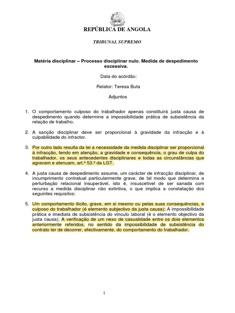 Ácordão Processo Disciplinar | PDF | Sentença (jurídico) | Gestão de ...