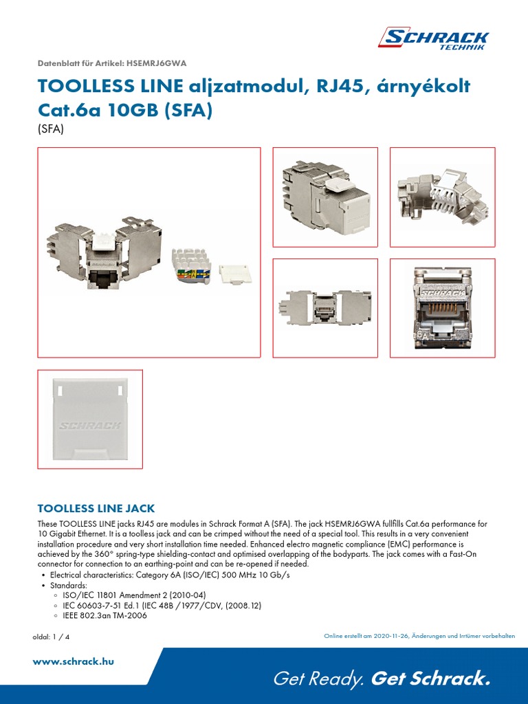 Datasheet HSEMRJ6GWA | PDF | Ethernet | Physical Layer Protocols
