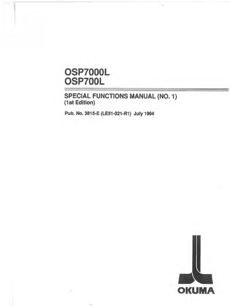 Okuma Manuals Osp7000 Special Functions (No 1) | PDF