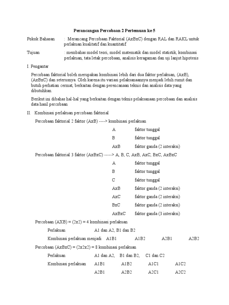 5 - TEORI FAKTORIAL AxBxC - Rombel 2 | PDF