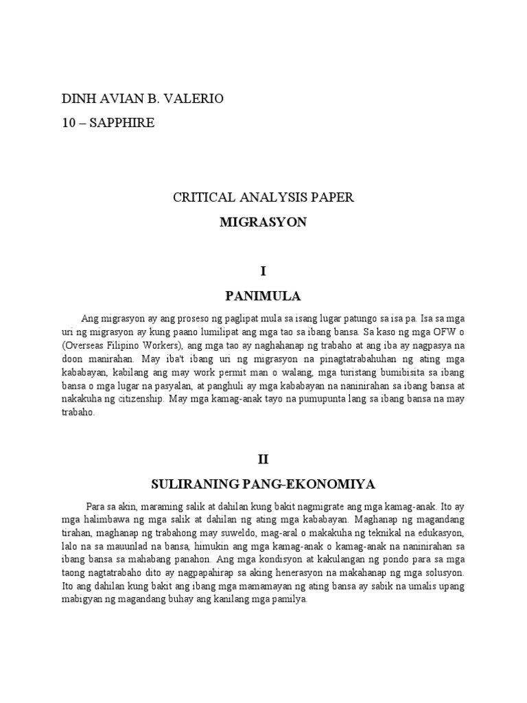 Critical Analysis Paper | PDF