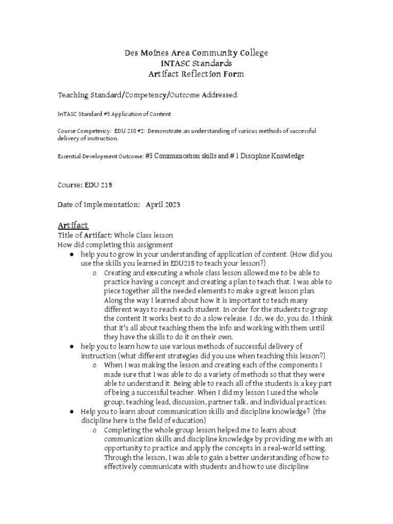 Intasc Standard 5 | Download Free PDF | Lesson Plan | Behavior Modification