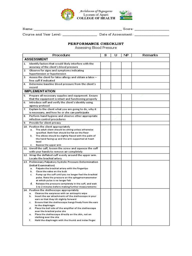 Assessing Vital Signs: A Performance Checklist for Nursing Students ...