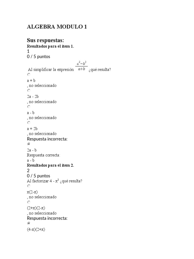 Algebra Modulo 1 | PDF | Matemáticas