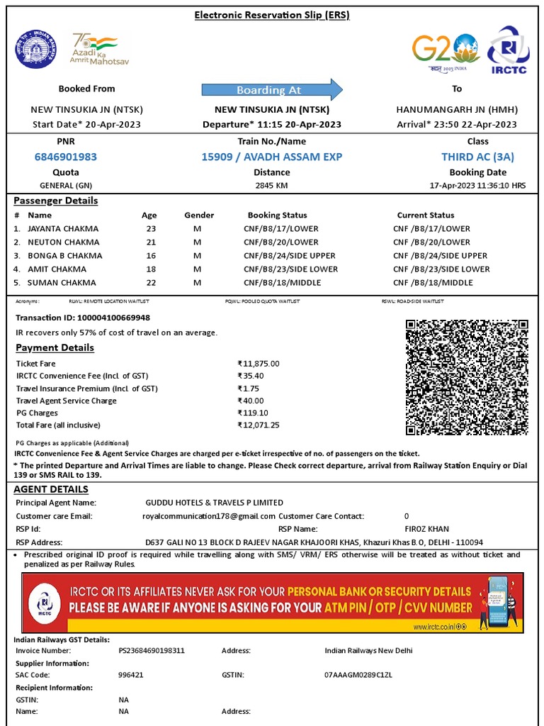 Avadh Assam Exp Third Ac (3A) | PDF | Business | Transport