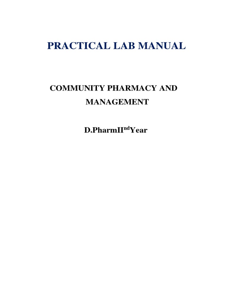 Practical Laboratory Manual on Community Pharmacy and Management ...