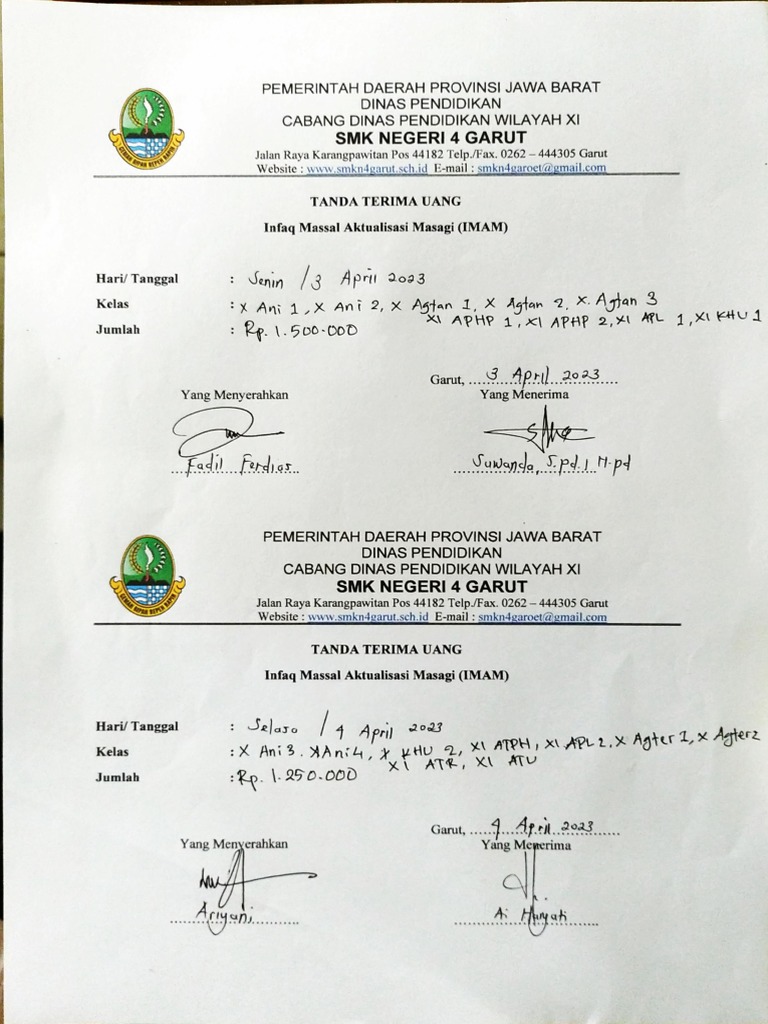 TANDA TERIMA UANG Sematren Ramadhan | PDF