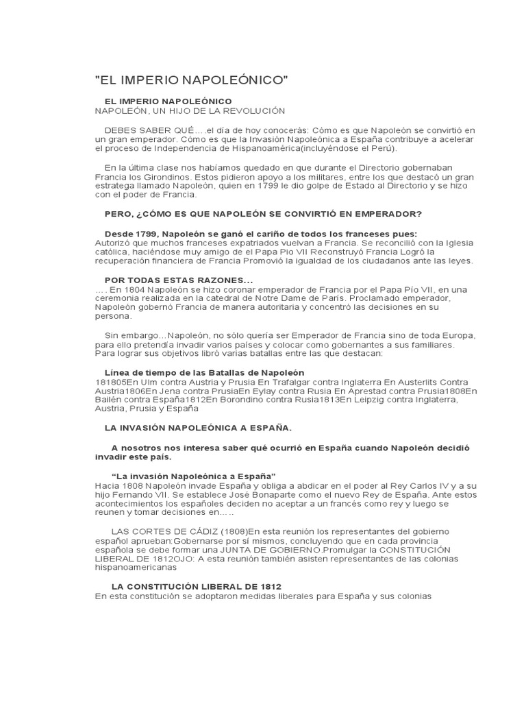 Inperio Napoleon | PDF | Napoleón | Primer imperio francés