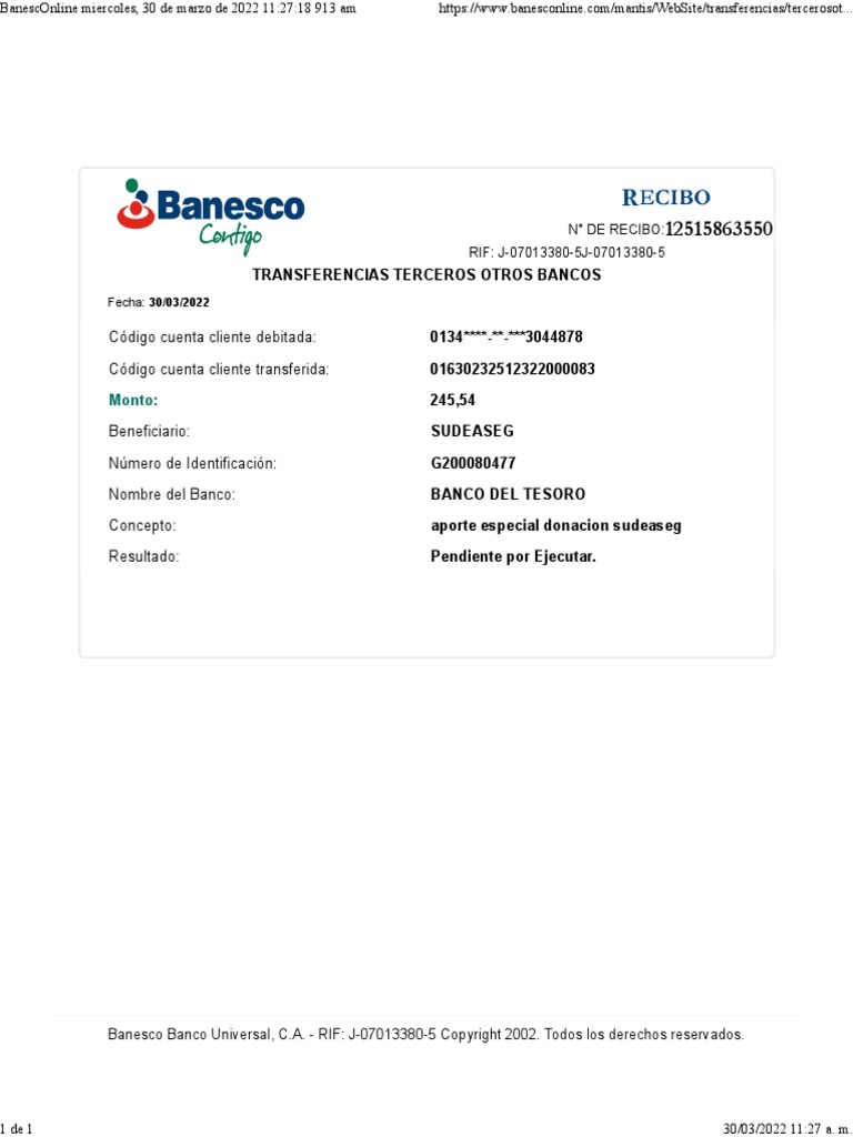 Comprobante de Pago Sudeaseg | PDF