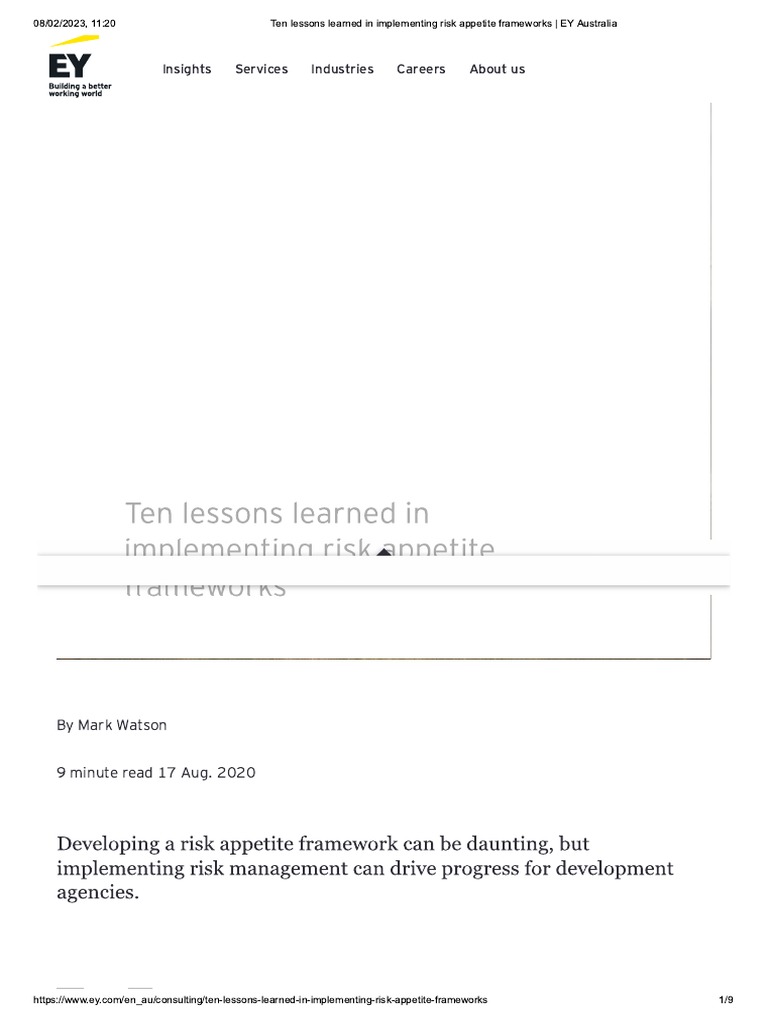Slide 5 - EY - Ten Lessons Learned in Implementing Risk Appetite ...