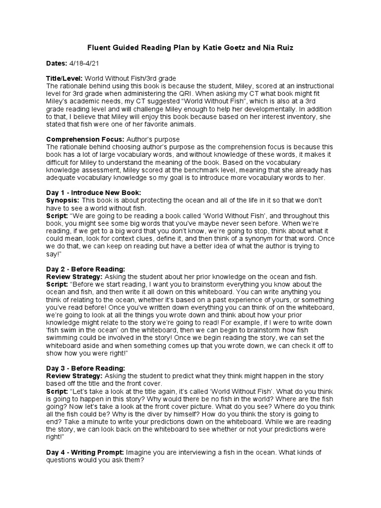 Guided Reading Lesson Plan | PDF | Reading Comprehension | Vocabulary