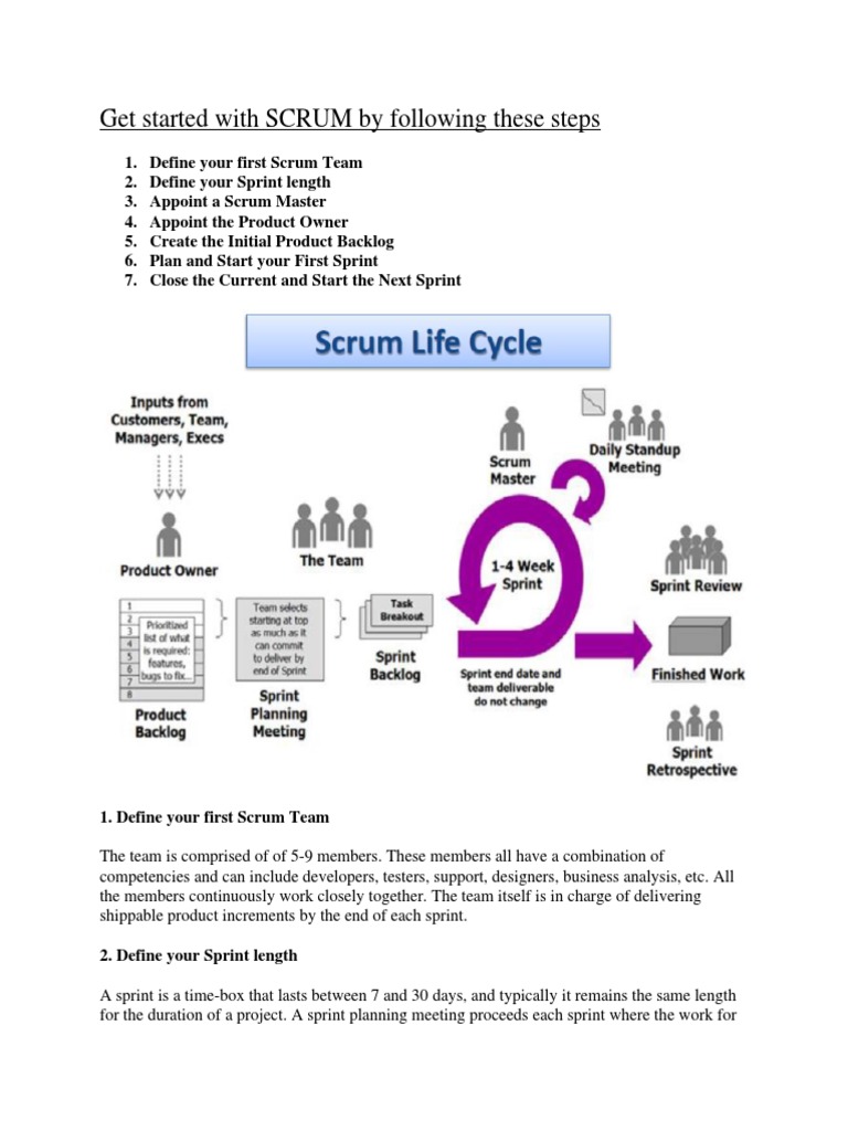 Steps To Implement Scrum | PDF | Scrum (Software Development) | Information Management