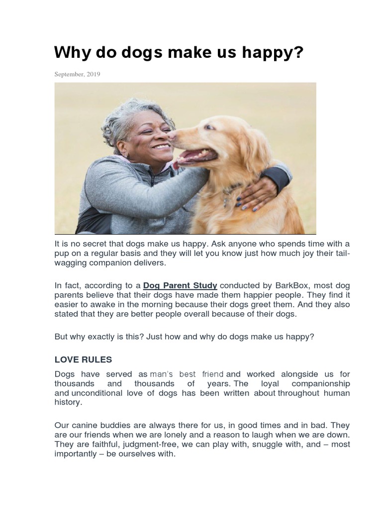 Why Do Dogs Make Us Happy?: September, 2019 | PDF | Dogs | Emotions