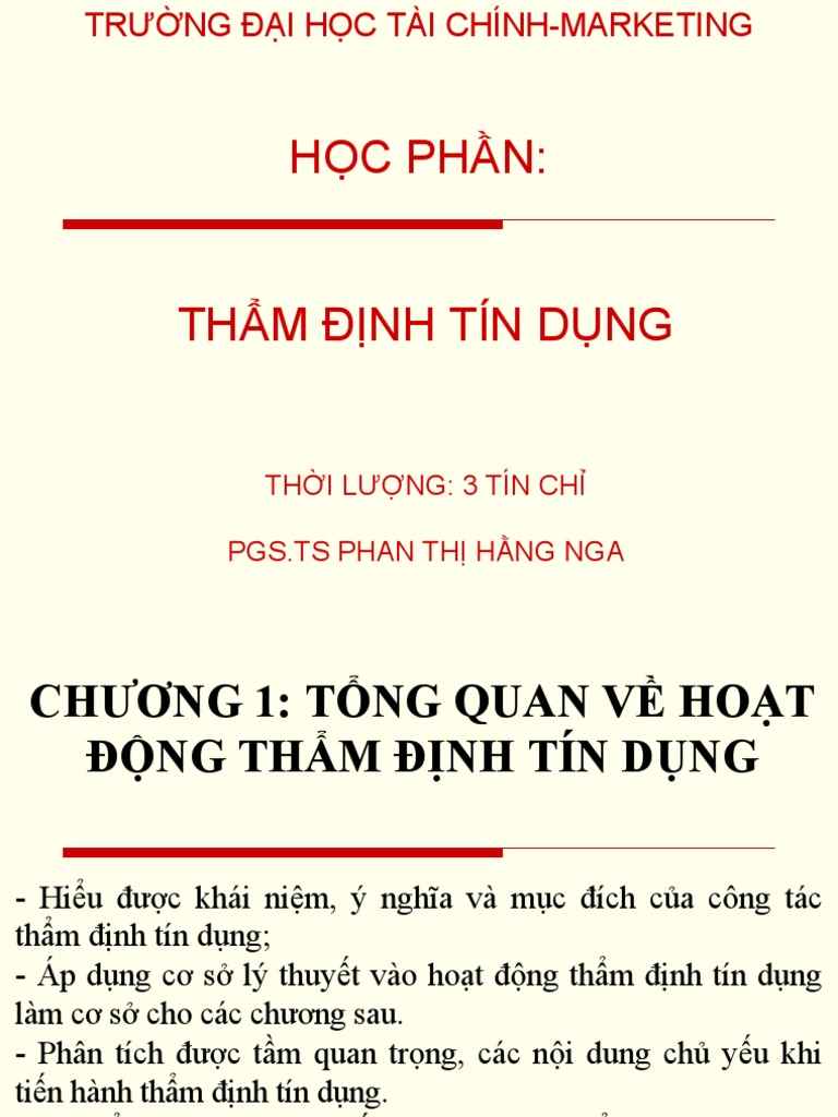 Bai 1 Tong Quan Ve Tham Dinh Tin Dung | PDF