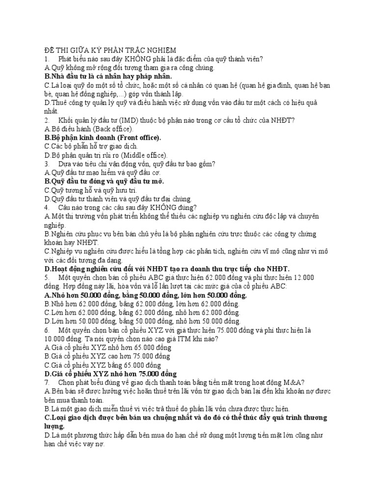 Trac Nghiem Giua K | PDF