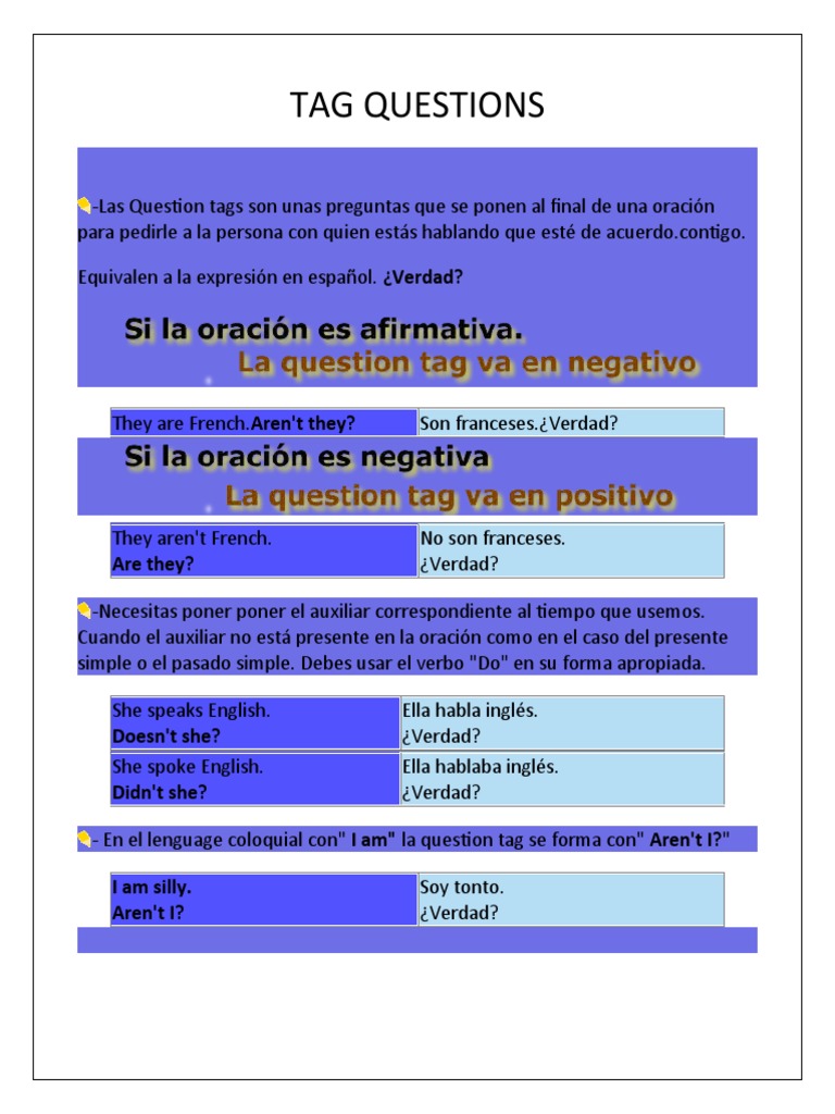 Tag Questions | PDF