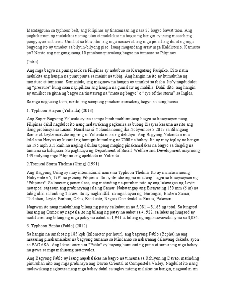 10 Mapinsalang Bagyo | PDF